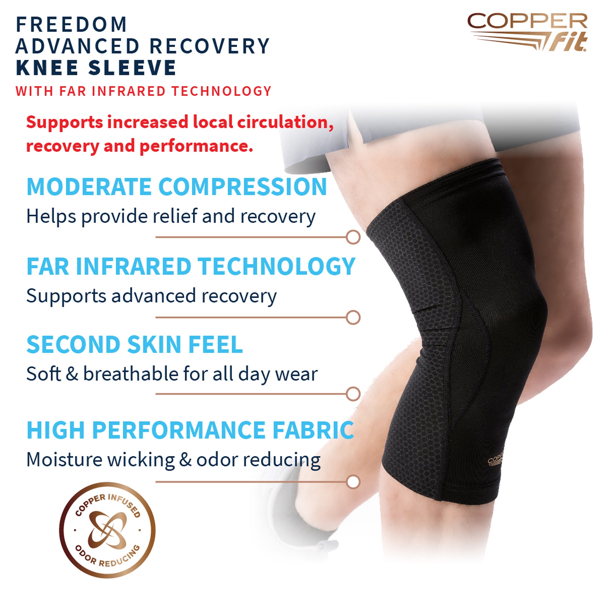Copper Fit Recovery Knee Compression Sleeve
